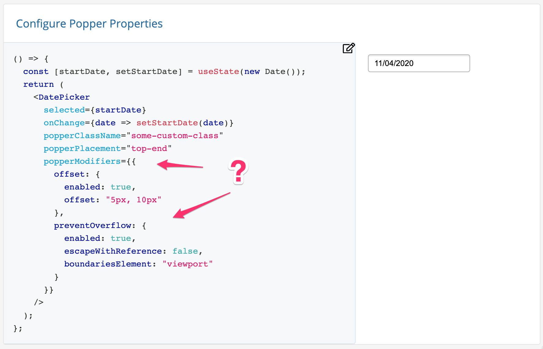 Popper documentation is super limited · Issue #2522 · Hacker0x01/react-datepicker · GitHub