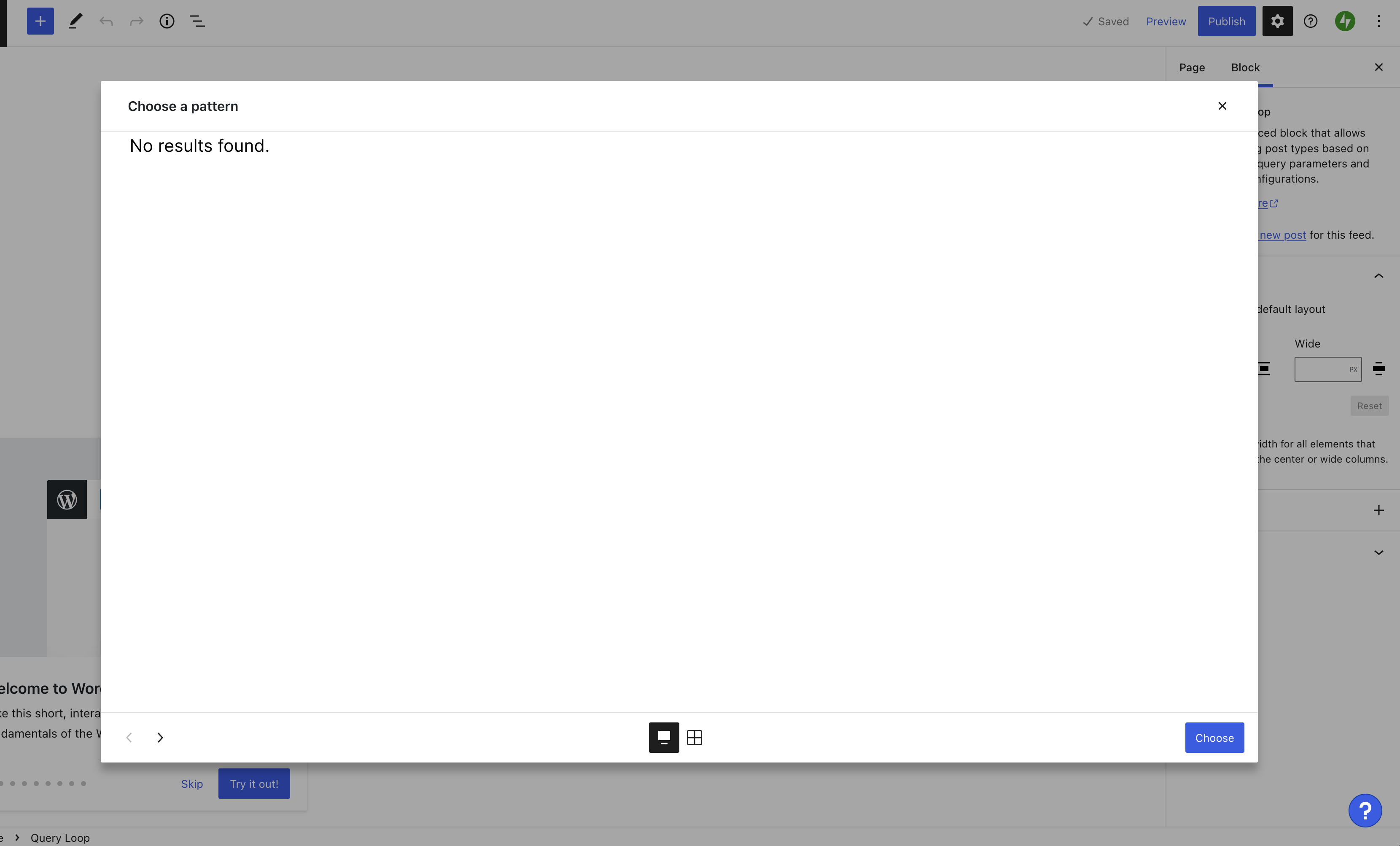 Several themes: Query Loop pattern shows "No results found" when on Carousel view, but does on ...