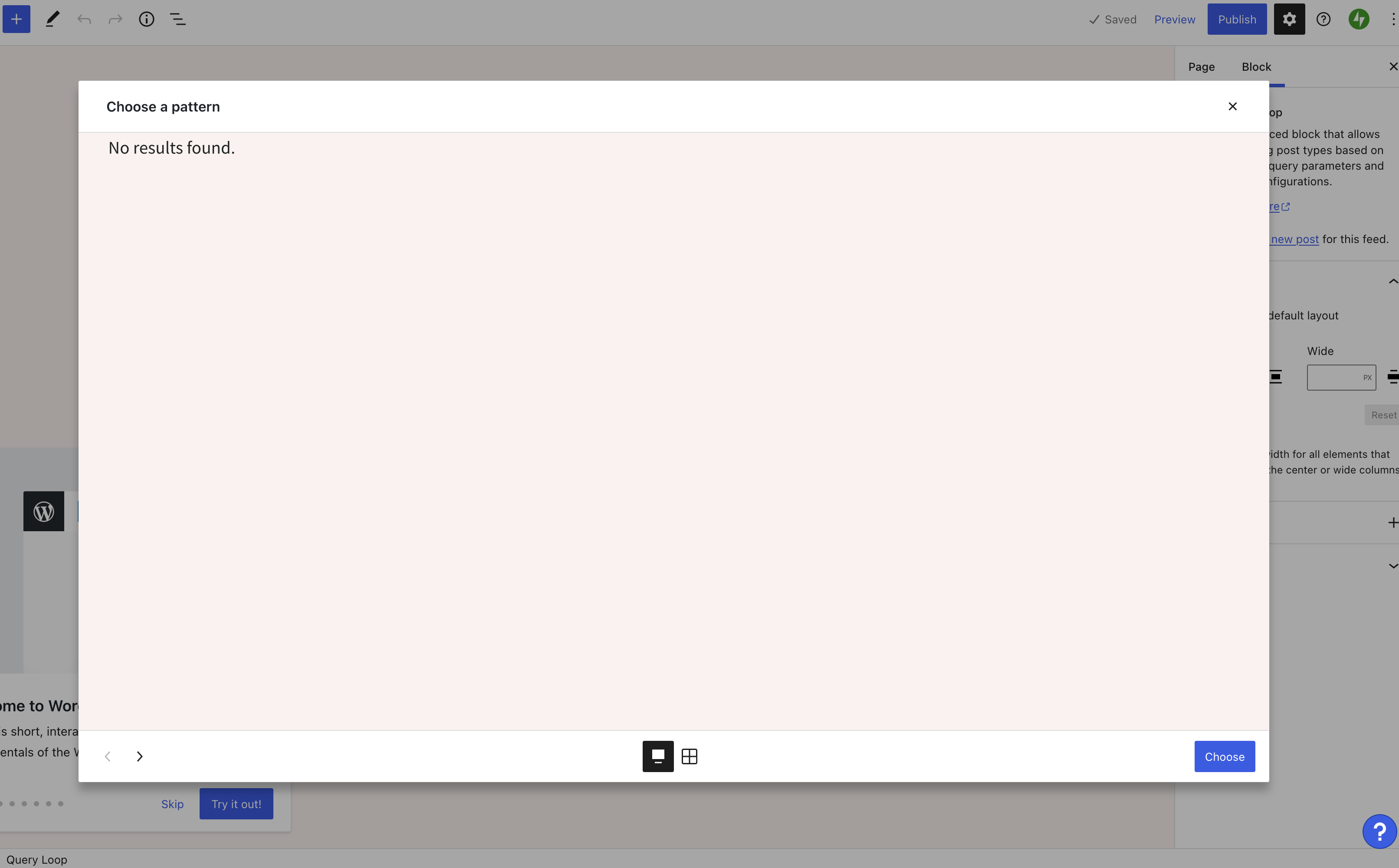 Several themes: Query Loop pattern shows "No results found" when on Carousel view, but does on ...
