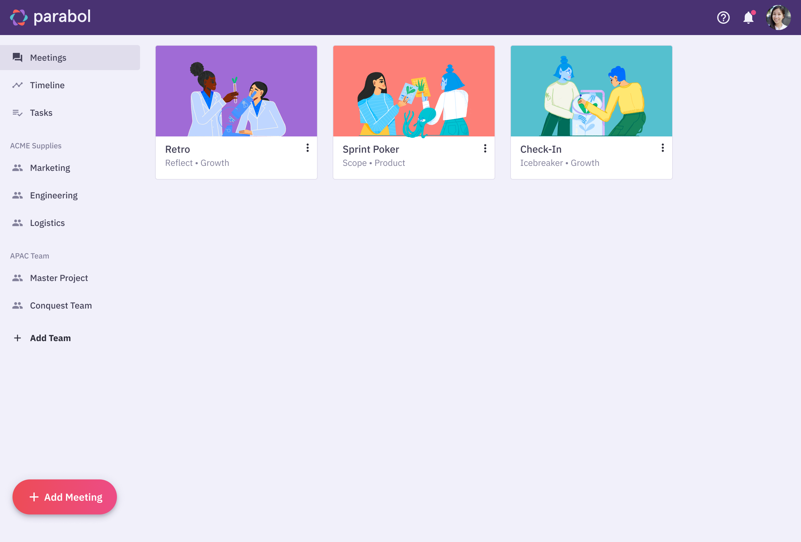 Move "add meeting" button to left sidebar · Issue #6941 · ParabolInc/parabol · GitHub