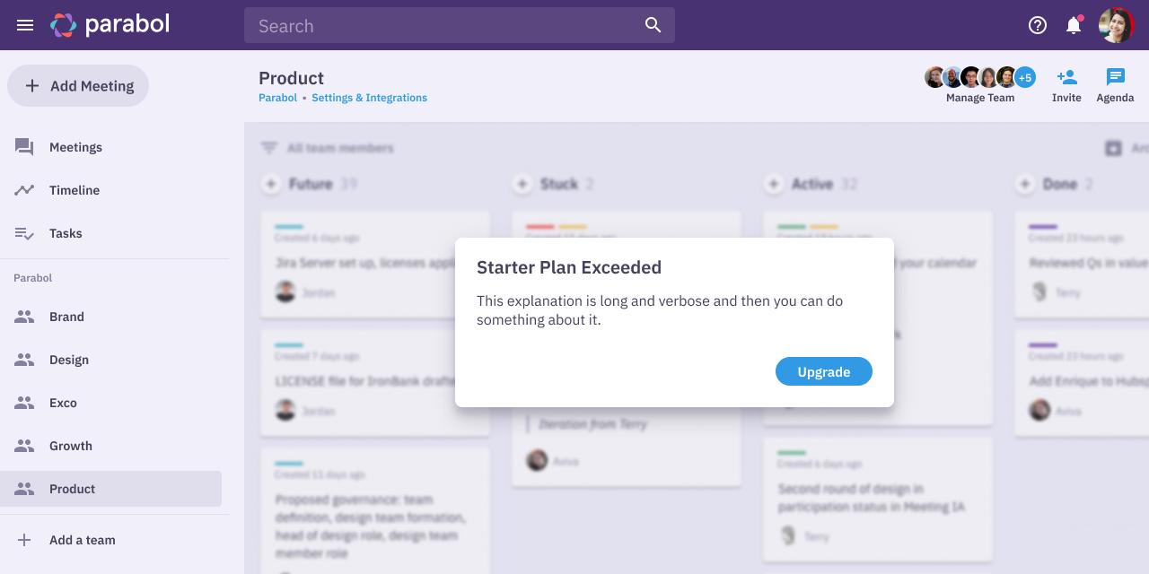 Teams limit: update modal to allow for team management · Issue #8063 · ParabolInc/parabol · GitHub