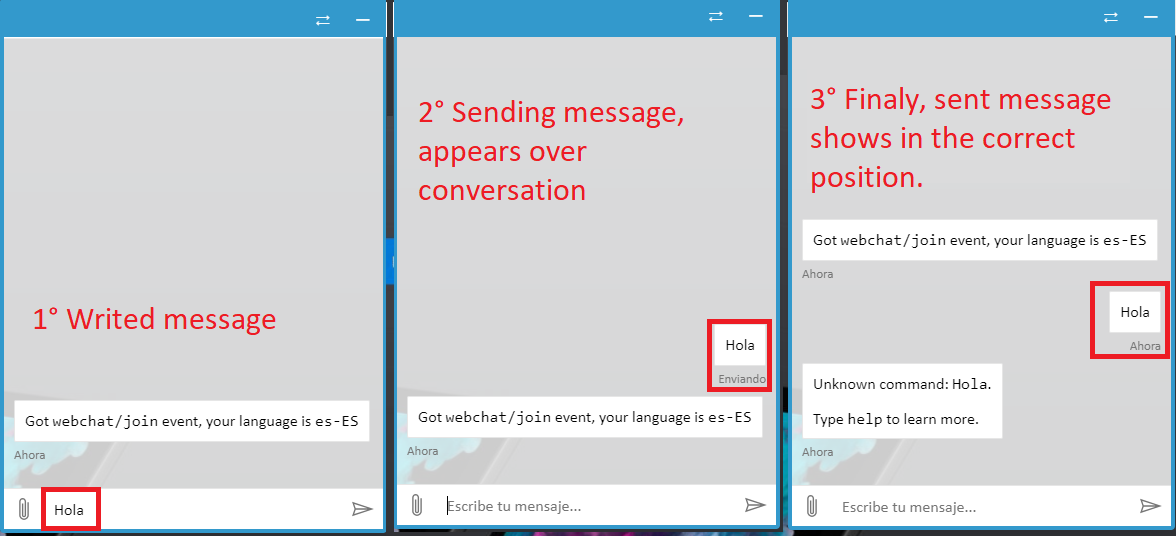 User message displaying(shortly) above bot message · Issue #3023 · microsoft/BotFramework ...