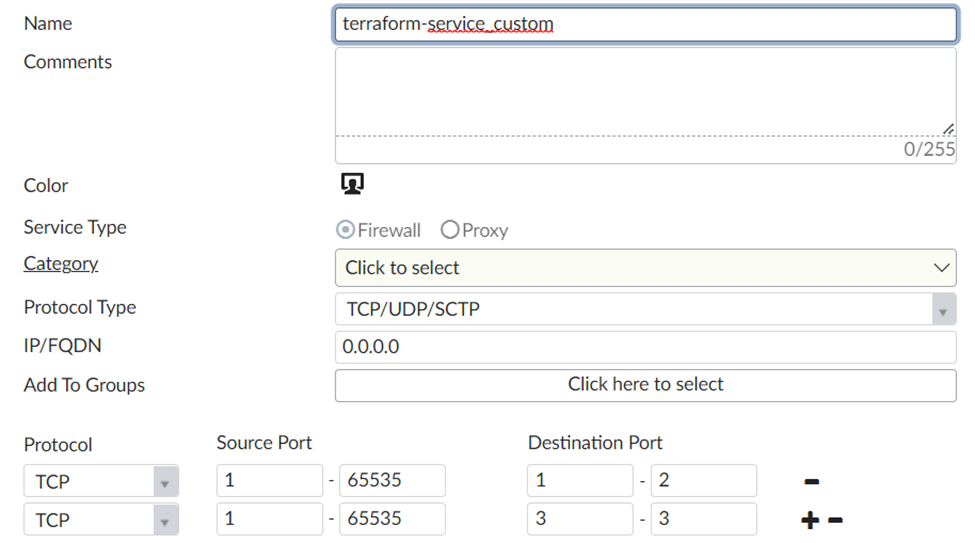 fortimanager_object_firewall_service_custom – tcp_portrange not accepting multiple entries ...
