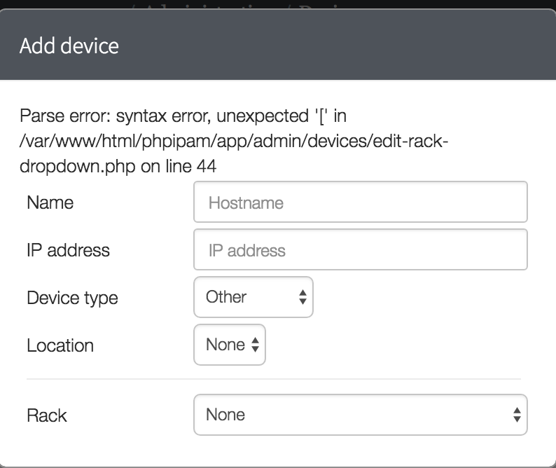 Add Devices Jquery Error · Issue 2055 · Phpipam Phpipam · Github