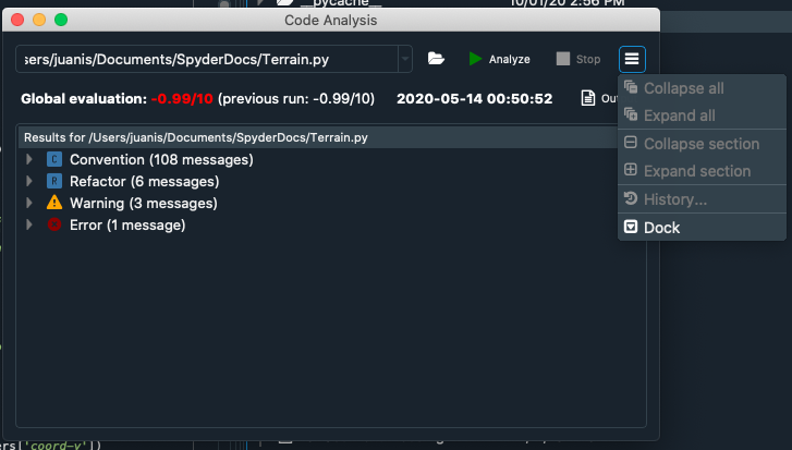 Code Analysis customize history not working and actions unavailable ...