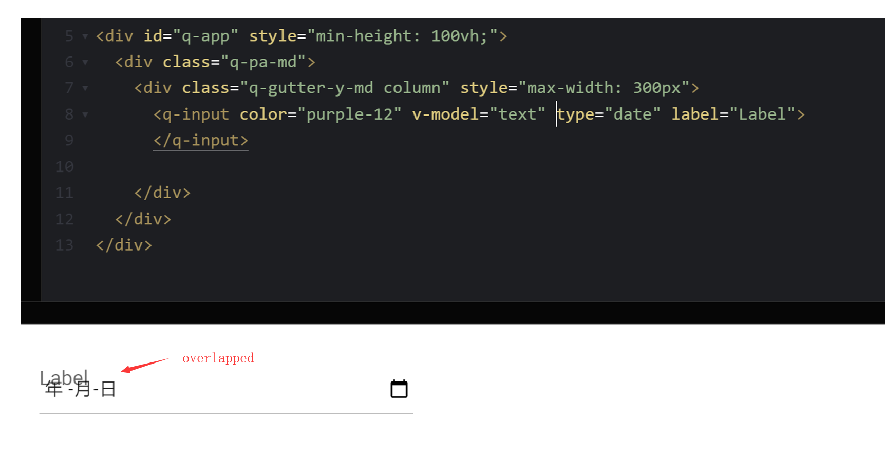 The label is overlapped with date control · Issue #13193 ...