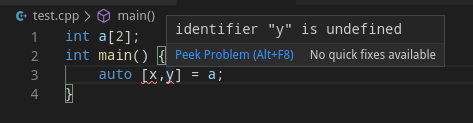 Intellisense gives error messages when using structured binding · Issue #2597 · microsoft/vscode ...