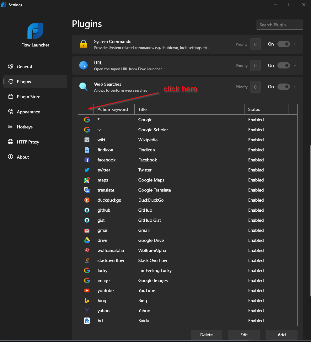 BUG: Clicking column header of Web Searches favicon in settings causes excpetion · Issue #1956 ...