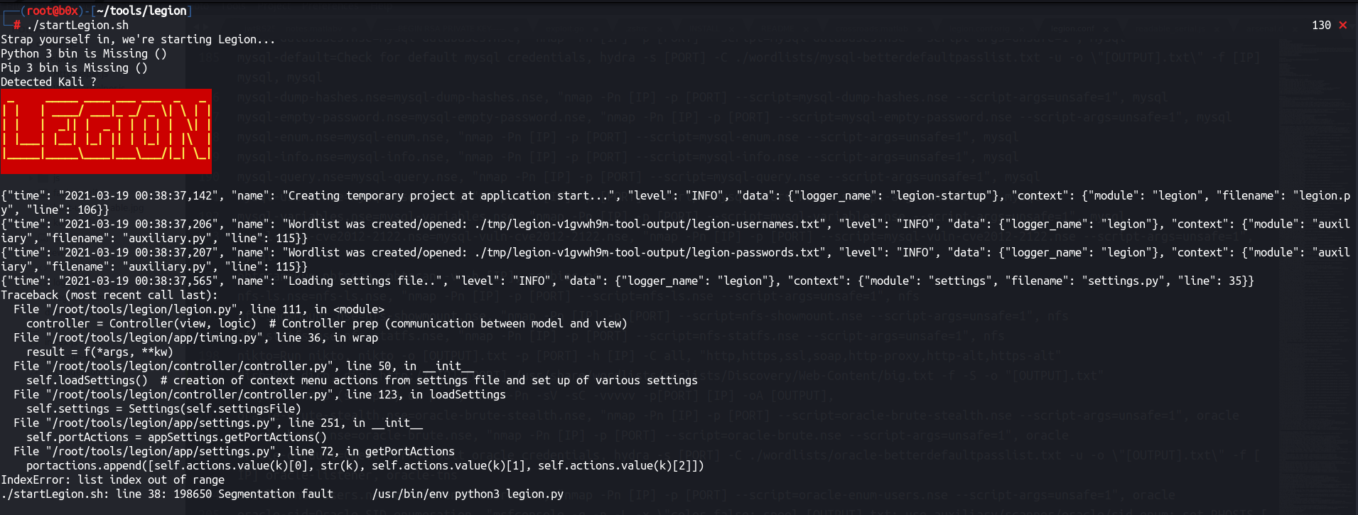 Segmentation Fault · Issue #200 · Abacus-Group-RTO/legion · GitHub