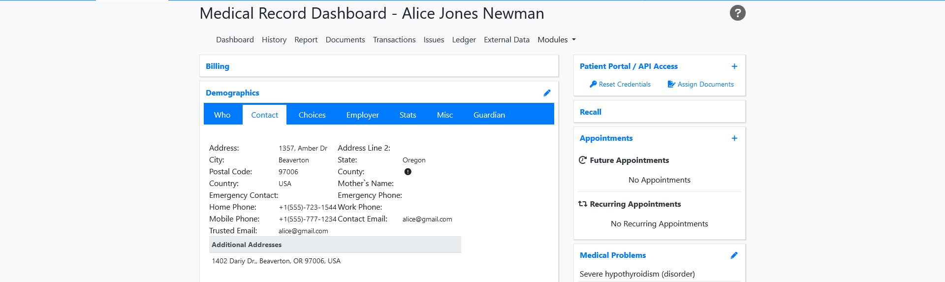 Additional Addresses shows on all patients · Issue #5510 · openemr/openemr · GitHub