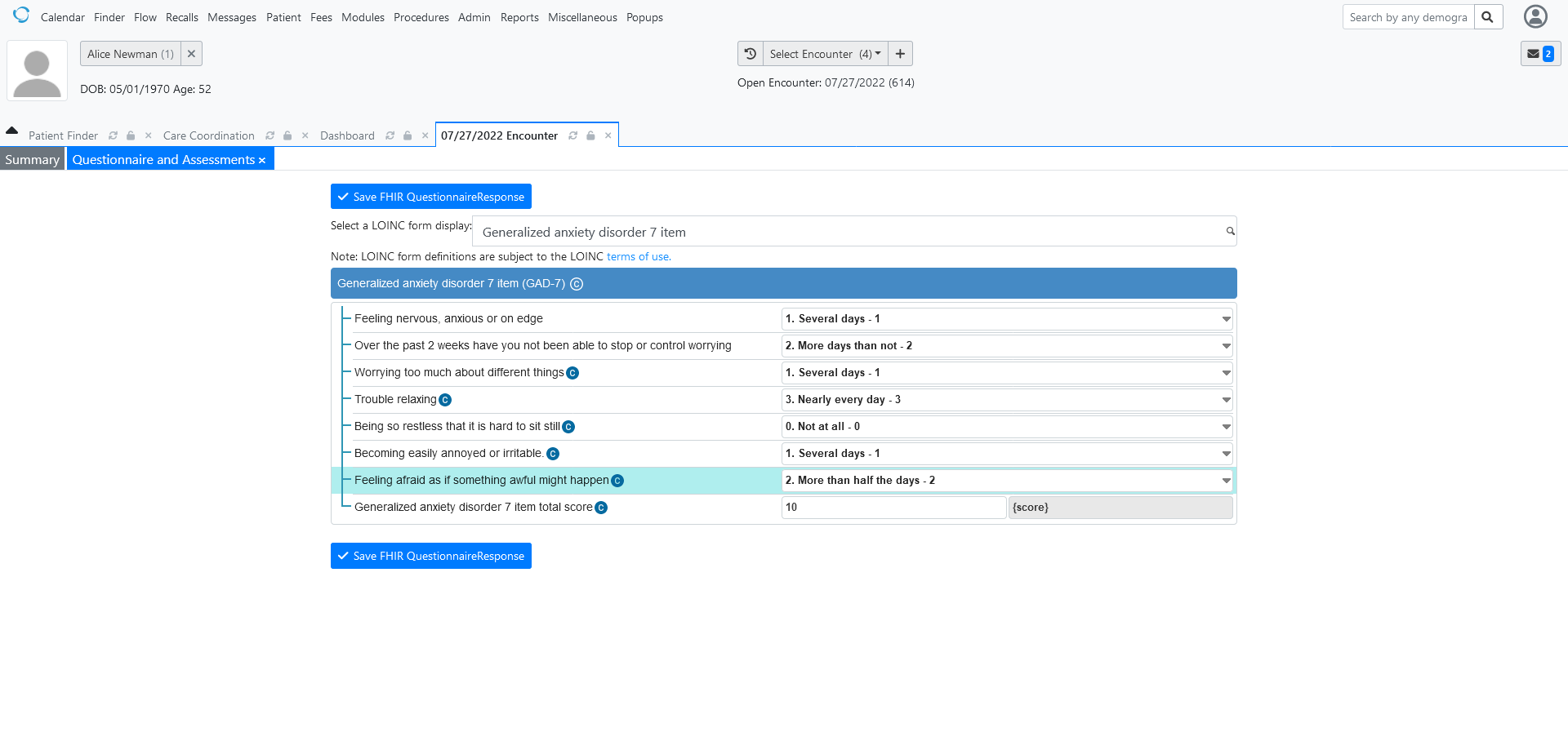Implement Questionnaire results management. · Issue #5661 · openemr/openemr · GitHub