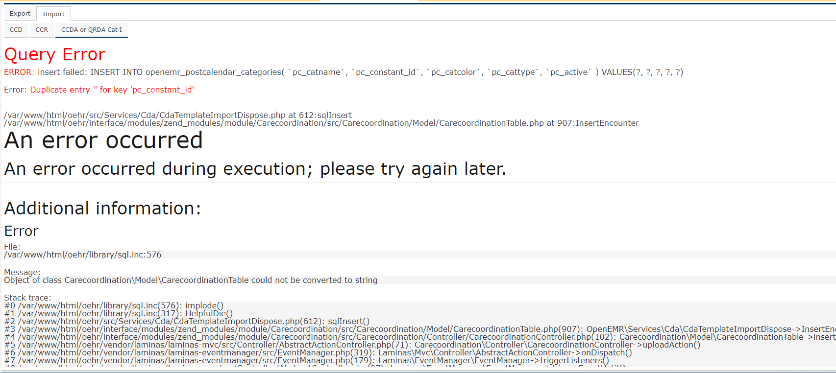 CDA Patient import to chart fails. · Issue #6038 · openemr/openemr · GitHub