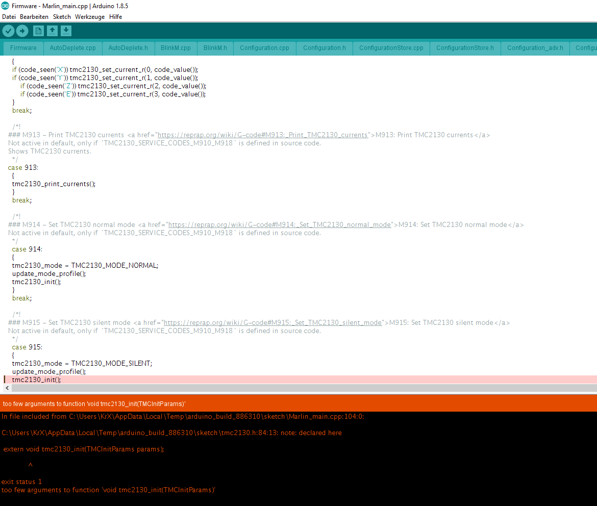 [BUG] TMC2130_SERVICE_CODES_M910_M918 breaks compiling · Issue #3284 · prusa3d/Prusa-Firmware ...