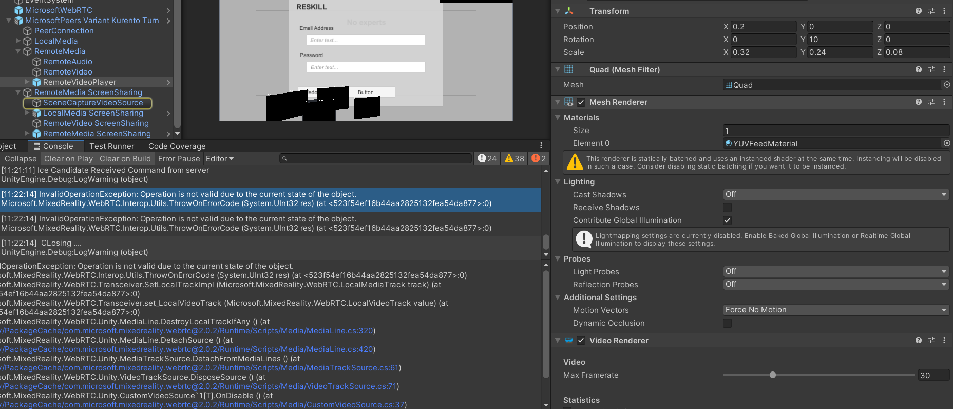 Can't disable inactive scene capture video source - Operation Is Not Valid in the current state ...
