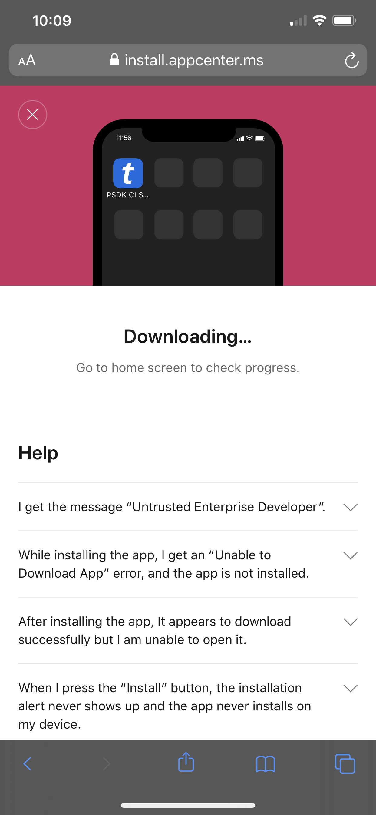 iPhone unable to install apps via appcenter · Issue #894 · microsoft/appcenter · GitHub