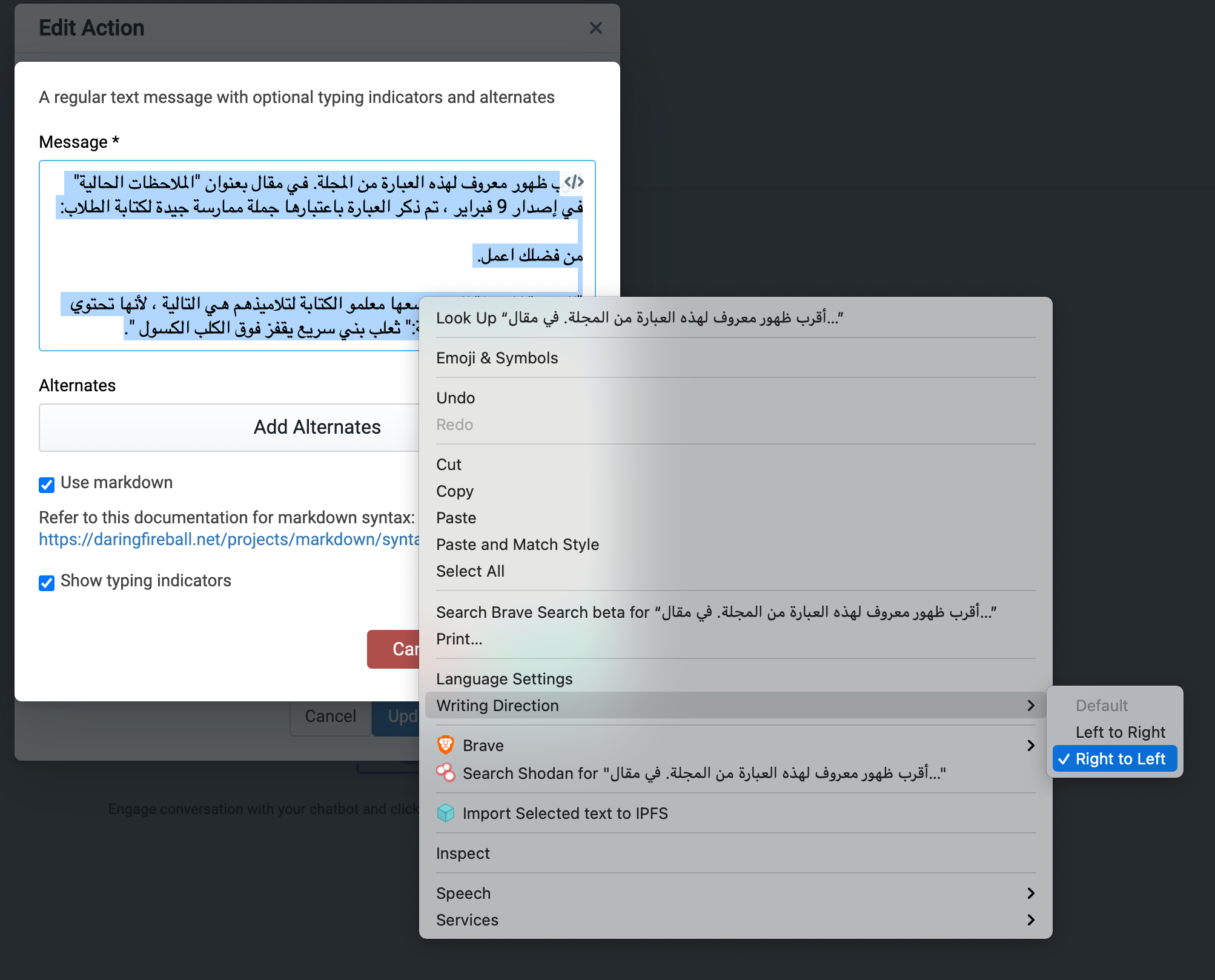 [BUG]: RTL text not working in Botpress · Issue #1391 · botpress/v12 · GitHub