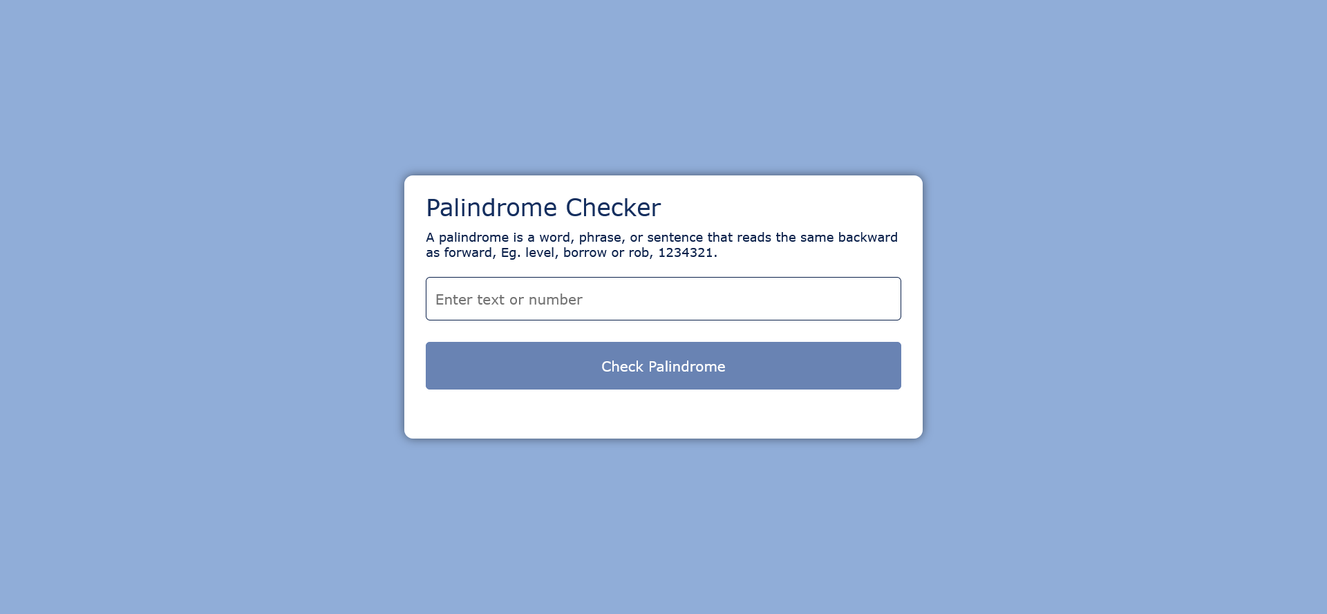 Github Raheemamerpalindrome Checker Palindrome Checker In Html Css And Javascript