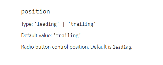 Docs Radiobuttonitem Position Prop Default Value Is Unclear · Issue 2859 · Callstackreact