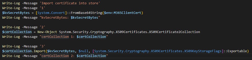 DevOps: Import certificate into store error - incorrect parameter · Issue #1965 · microsoft ...