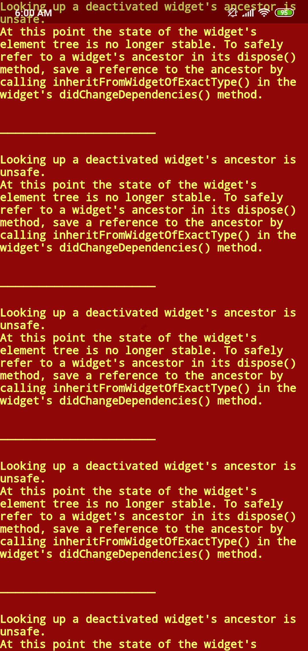 Looking up a deactivated widget's ancestor is unsafe. · Issue #19462 · flutter/flutter · GitHub