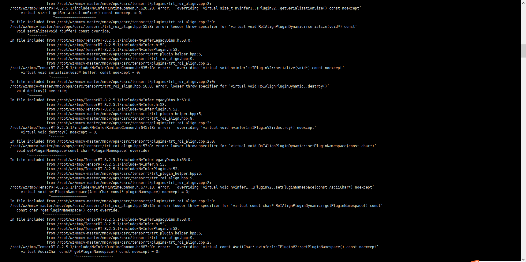 Compile tensorrt plugins with tensorrt8.2 · Issue #2486 · open-mmlab/mmcv · GitHub