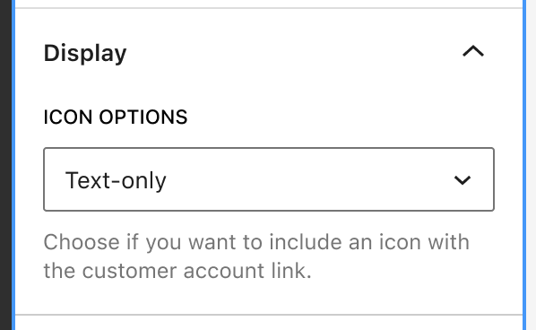 Add the `Display` setting section to the block to show it as icon, text ...