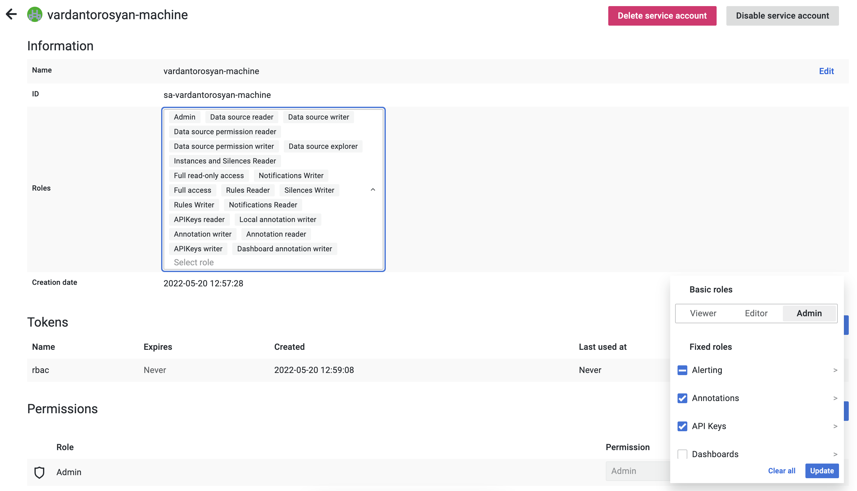 Service account: Role picker UX improvement in edit page · Issue #52800 · grafana/grafana · GitHub