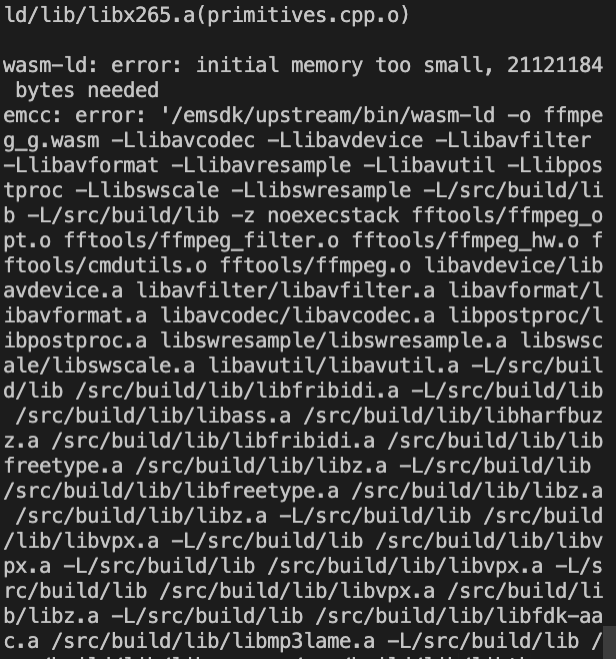 initial memory too small · Issue #289 · ffmpegwasm/ffmpeg.wasm · GitHub