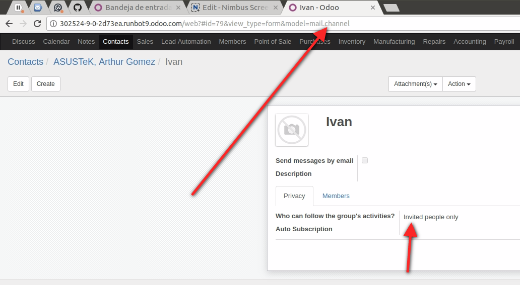 [9.0] Bug on adding private channel to followers · Issue #13578 · odoo/odoo · GitHub