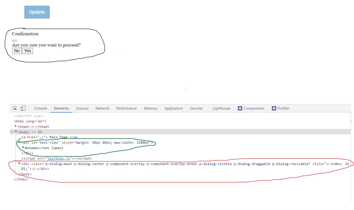 ConfirmDialog: is not loading inside a Shadow DOM · Issue #4096 · primefaces/primereact · GitHub