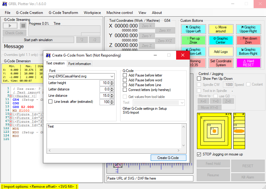 Create G-Code from Text SVG/LFF Freezes 1.6.0 · Issue #212 · svenhb/GRBL-Plotter · GitHub