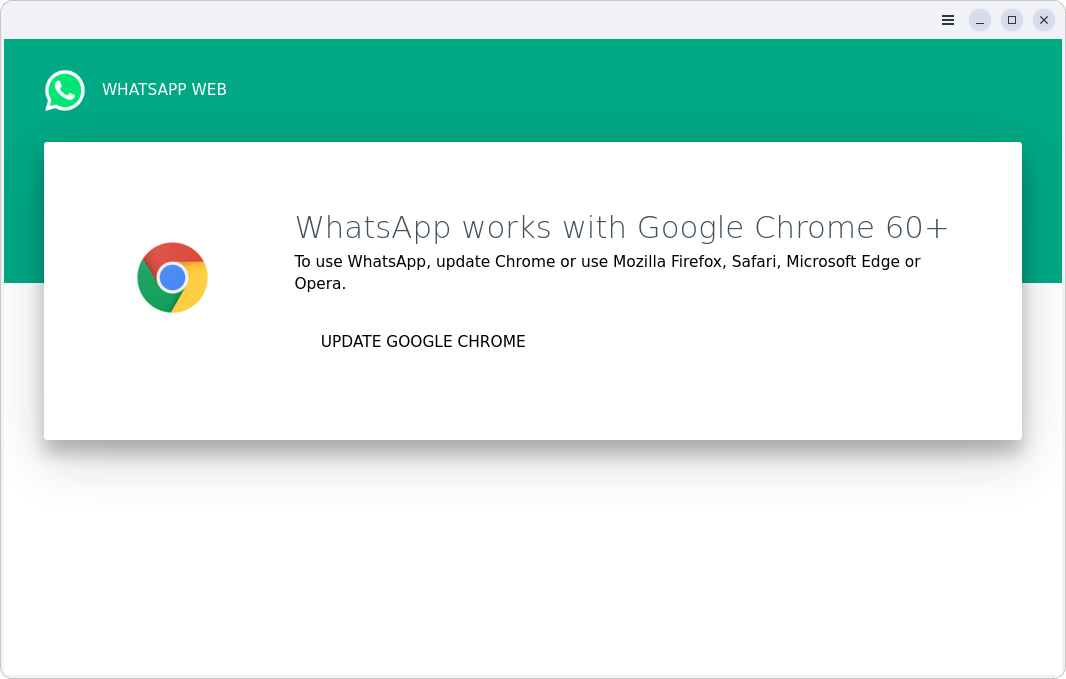 Resolved: WhatsApp works with Google Chrome 60+ · Issue #71 · rafatosta/zapzap · GitHub