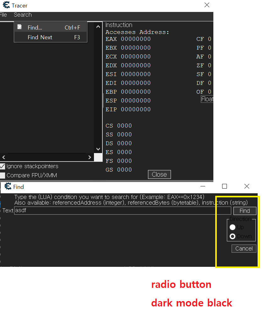 Trace dark mode black · Issue #1530 · cheat-engine/cheat-engine · GitHub