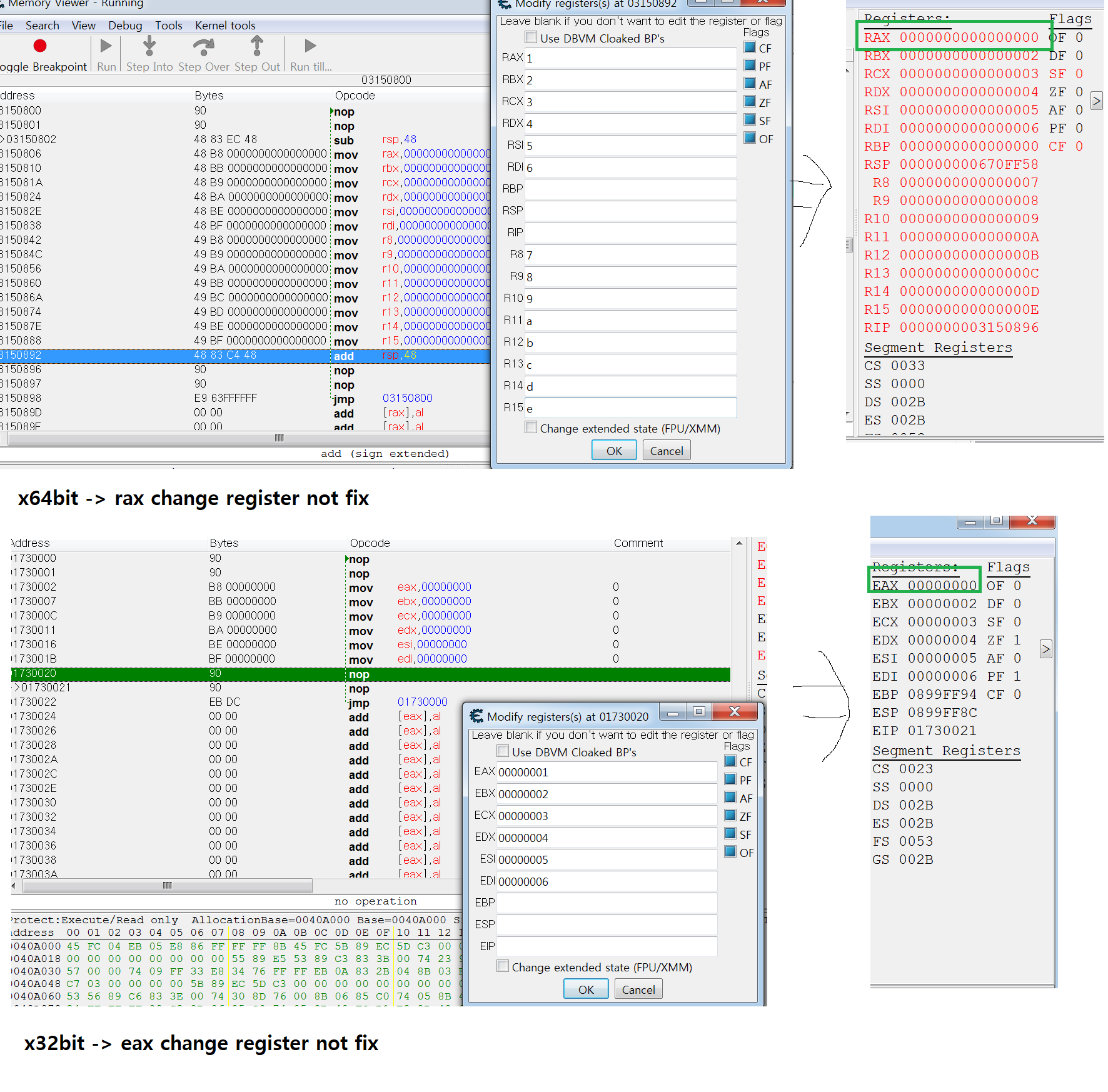 dbvm bp eax,rax change register error · Issue #1532 · cheat-engine/cheat-engine · GitHub
