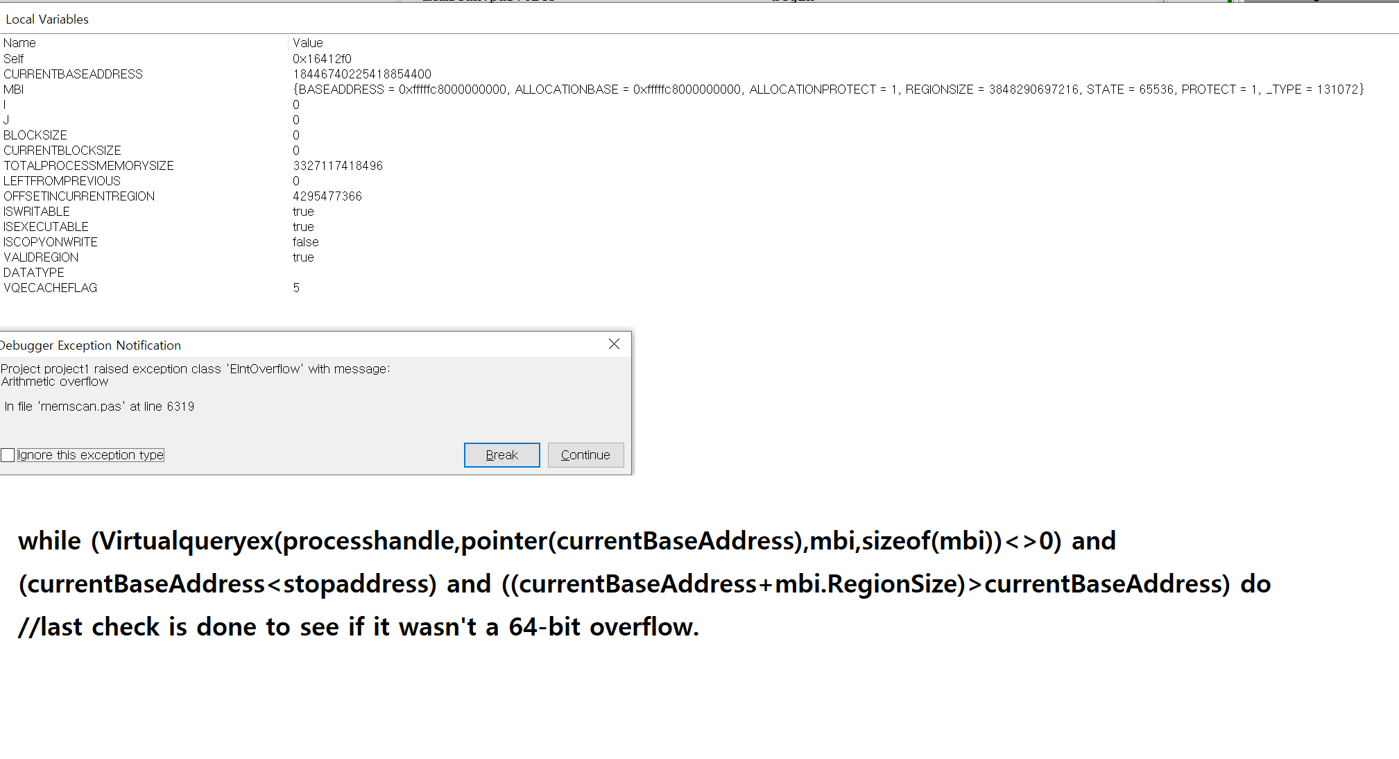 virtual query overflow? · Issue #954 · cheat-engine/cheat-engine · GitHub