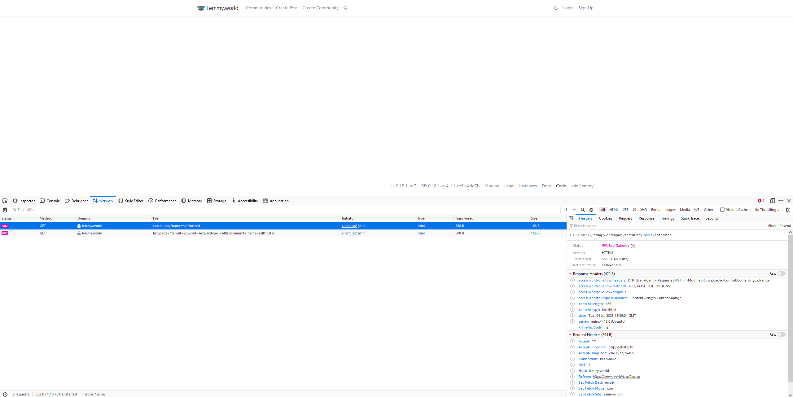 Unexpected response from server results in a permanently blank white screen · Issue #1815 ...