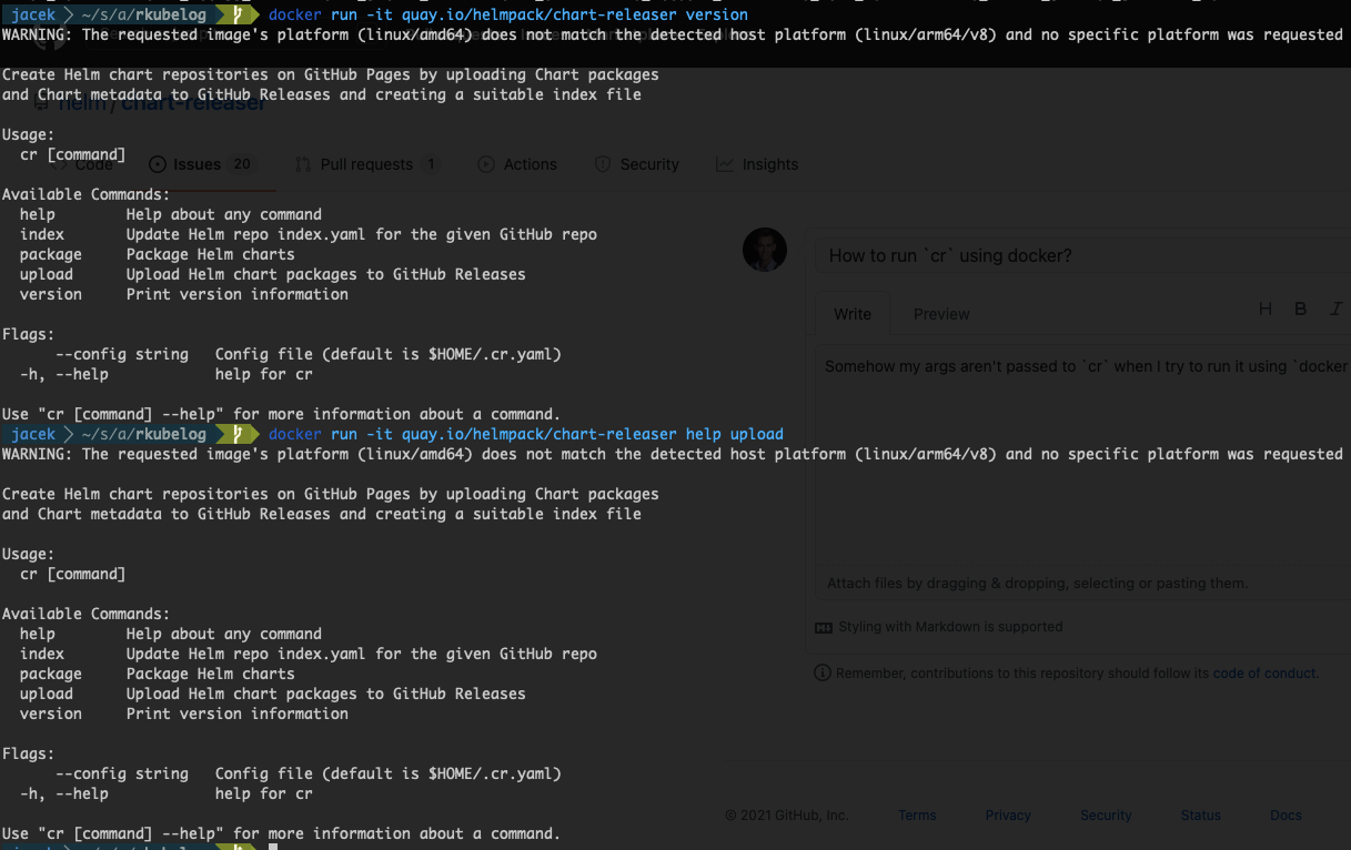 How to run `cr` using docker? · Issue #126 · helm/chart-releaser · GitHub