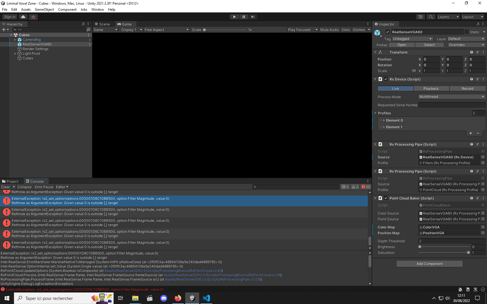 ExternalException: rs2_set_option(options:000002443EF42050, option:Filter Magnitude, value:0 ...