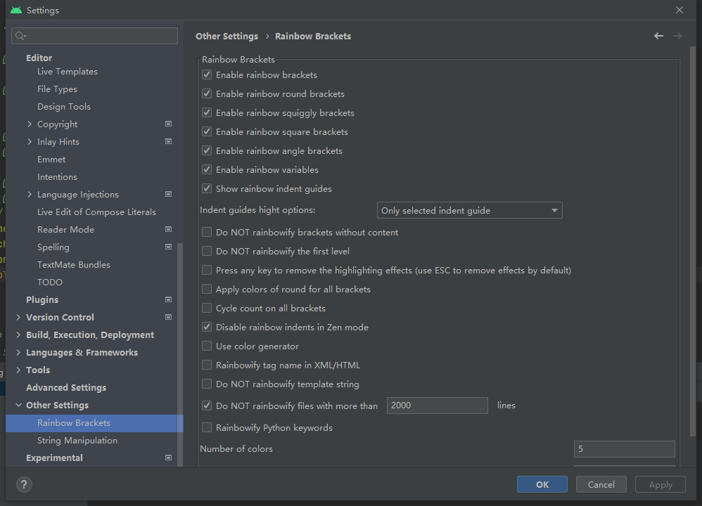 Rainbow variables在超过规定行数以后依然生效，并导致卡死 · Issue #2557 · izhangzhihao/intellij-rainbow-brackets · GitHub
