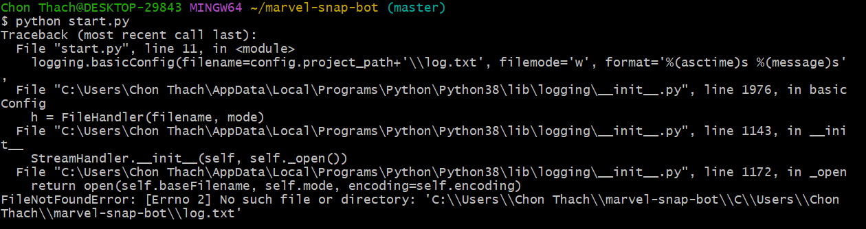 Error while running python start.py · Issue #66 · AdriaGual/marvel-snap-bot · GitHub