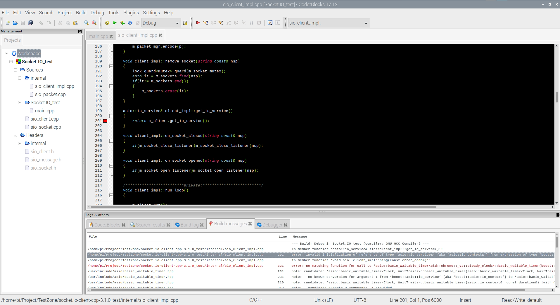 Could not compiler in Raspberry Pi Codeblocks · Issue #348 · socketio/socket.io-client-cpp · GitHub