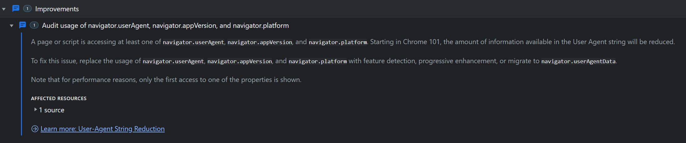 Audit usage of navigator.userAgent, navigator.appVersion, and navigator.platform · Issue #50546 ...