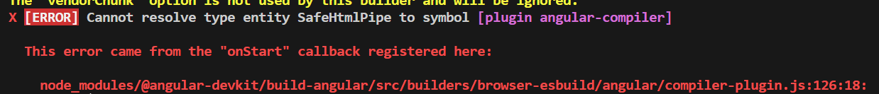 Error Cannot Resolve Type Entity Safehtmlpipe To Symbol · Issue 13218 · Primefaces Primeng