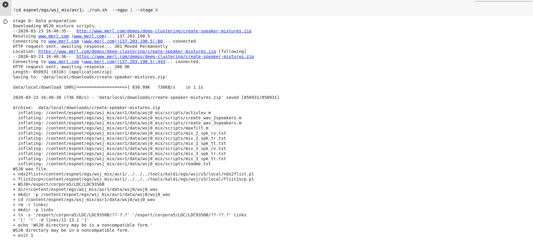 ASR demo with wsj_mix dataset · Issue #1721 · espnet/espnet · GitHub
