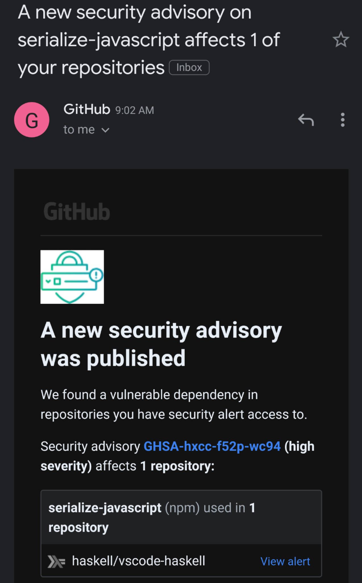 High severity vulnerability in a dependency · Issue #276 · haskell/vscode-haskell · GitHub