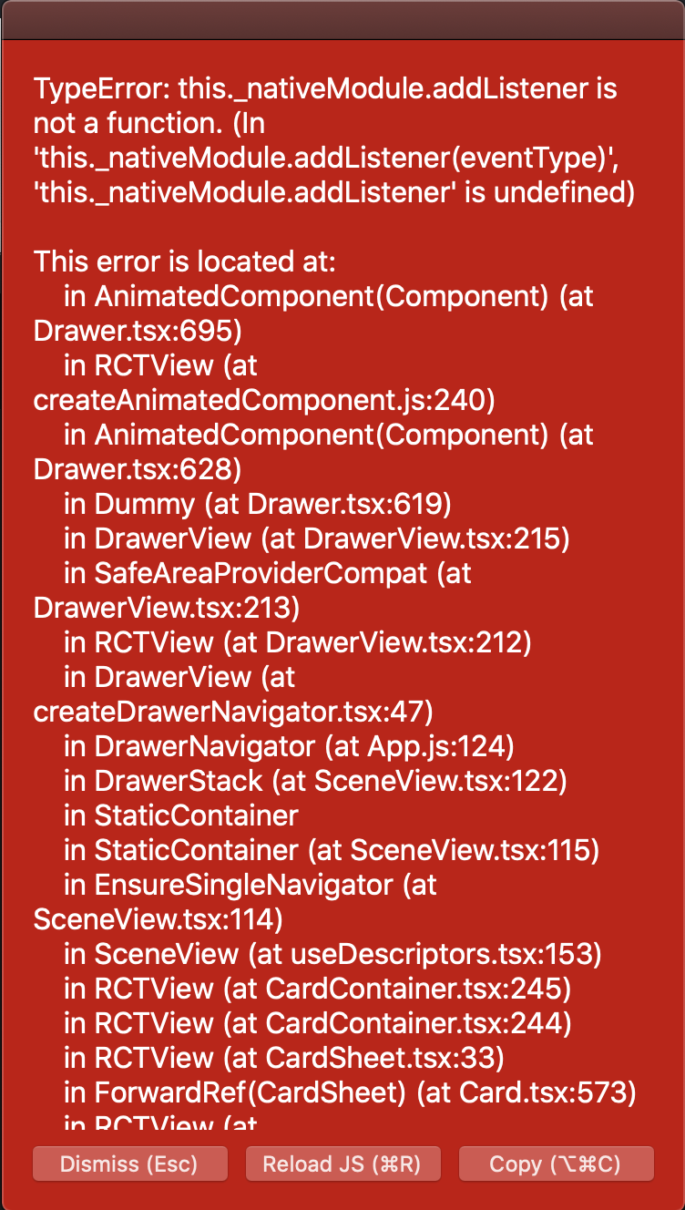 Drawer Navigator Addlistener Error On React Native Macos · Issue 9168 · React Navigationreact