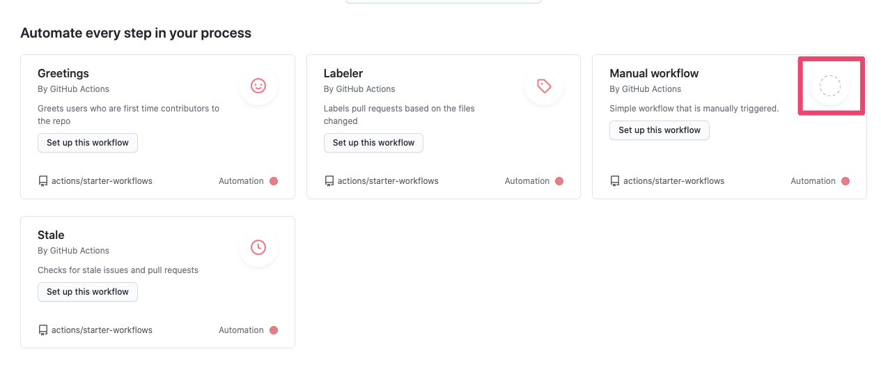 Add an icon to 'Manual workflow' · Issue #728 · actions/starter-workflows · GitHub