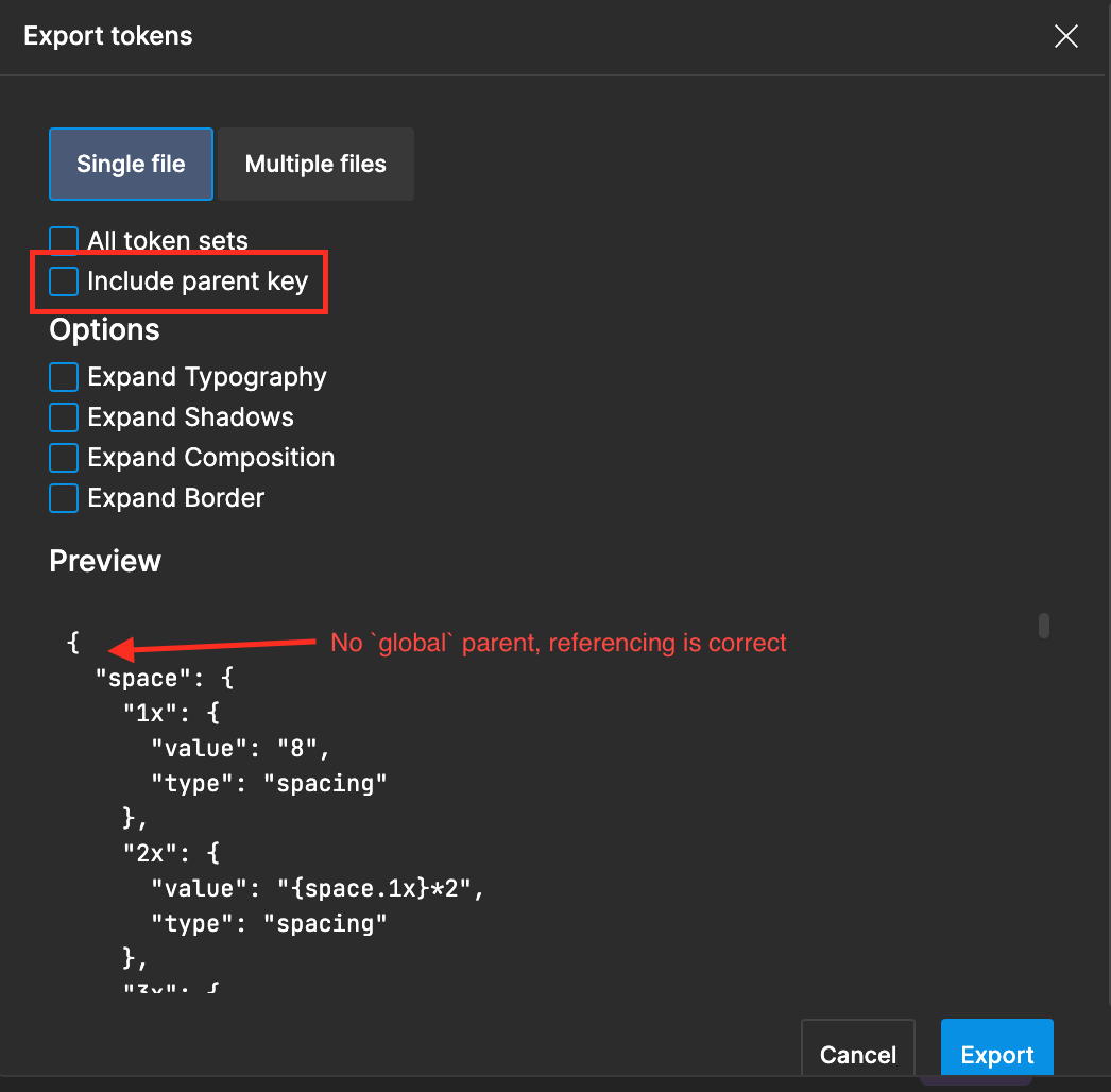 Referencing is broken when parent key is included in JSON · Issue #31 · tokens-studio/sd ...