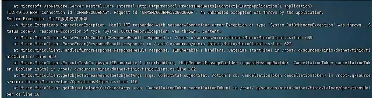 Minio Api Responded With Message Systemoutofmemoryexception · Issue 826 · Miniominio Dotnet