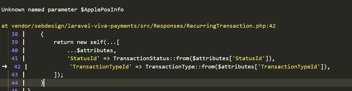 $ApplePosInfo Not found in RecurringTransaction · Issue #38 · sebdesign/laravel-viva-payments ...
